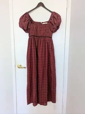 Christy Dawn | Dresses | Christy Dawn Brick Red Puffsleeve Squareneck ...